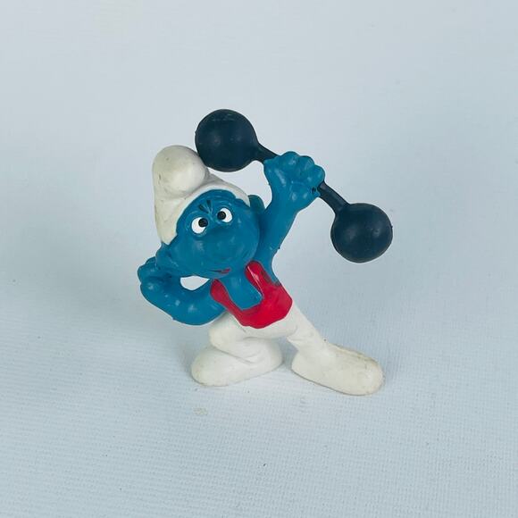 Smurfs | Toys | Smurf Dumbbell Weightlifter Bodybuilder Pvc Figure W ...